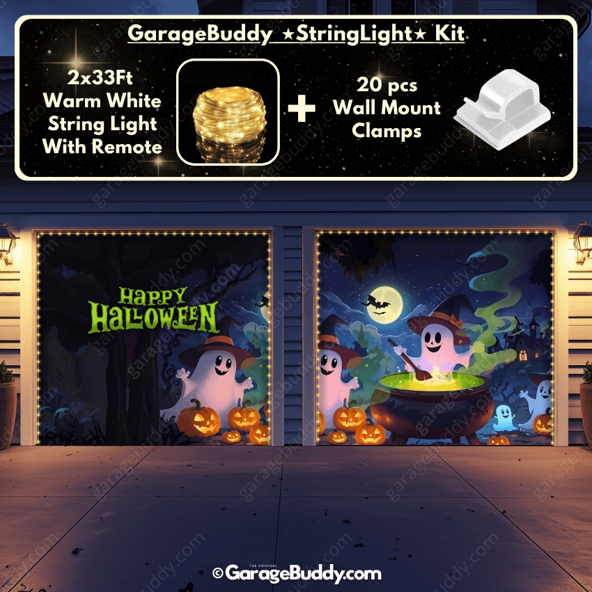 Cute Ghosts (Glow) - Halloween Garage Door Cover – GarageBuddy